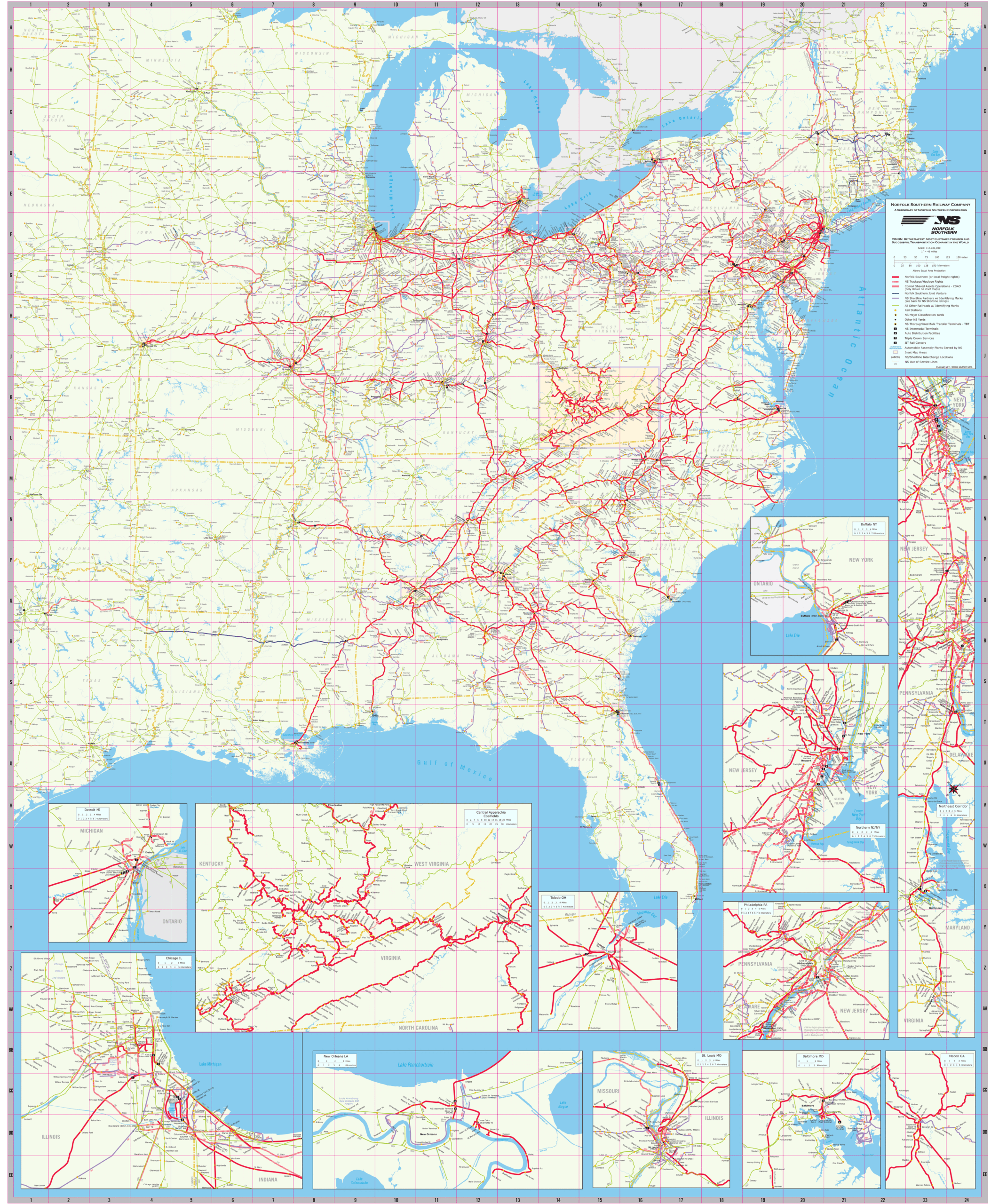 Maps of the Norfolk Southern Railway (NS)