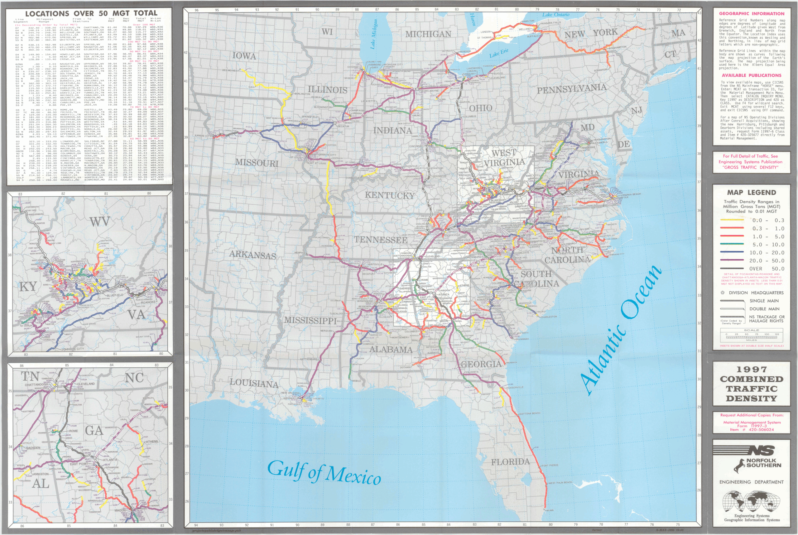 Maps of the Norfolk Southern Railway (NS)